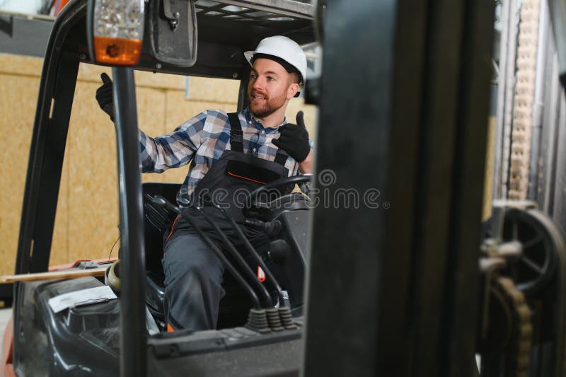 Portrait of a Smiling Forklift Driver Stock Image - Image of engineer ...