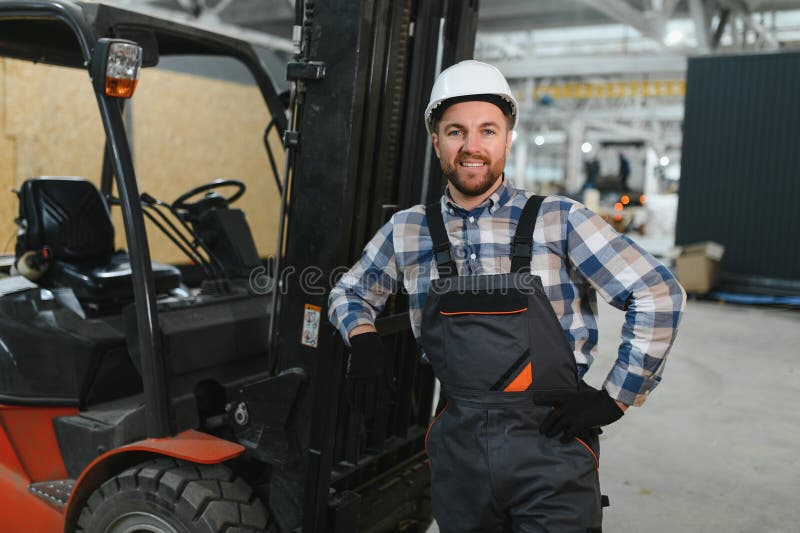 Portrait of a Smiling Forklift Driver Stock Photo - Image of industry ...