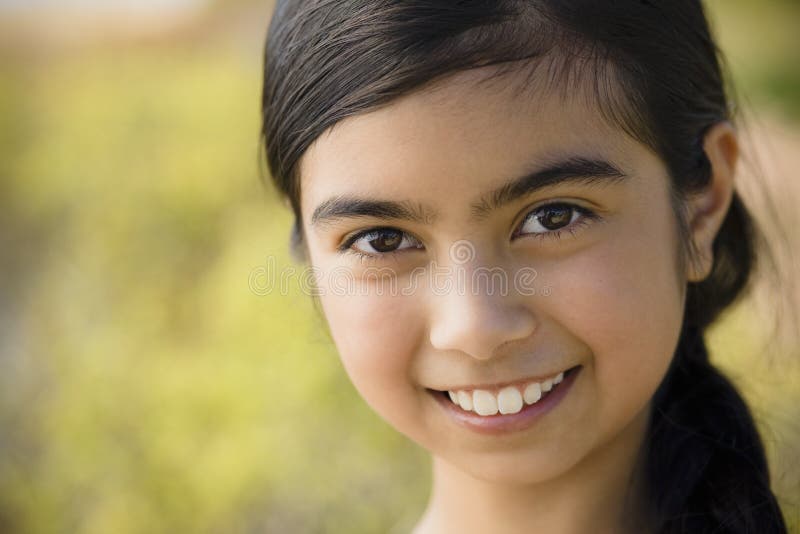 Portrait of Smiling Tween Girl Stock Photo - Image of stairway ...