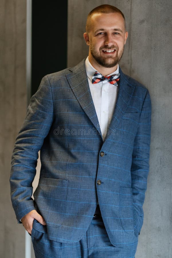 Portrait of Smiling Groom with Beard Stock Image - Image of wedding ...