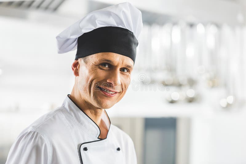 Portrait of Smiling Handsome Chef Looking at Camera Stock Photo - Image ...