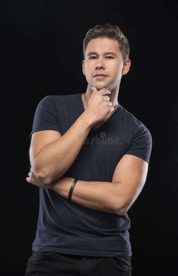 Portrait of Smiling Handsome Man Posing in Studio Stock Image - Image ... Portrait of Smiling Handsome Man Posing in Studio Stock Image - Image ...