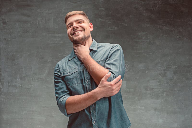 Portrait of Smiling Happy Man Standing in Studio Stock Photo - Image of ...