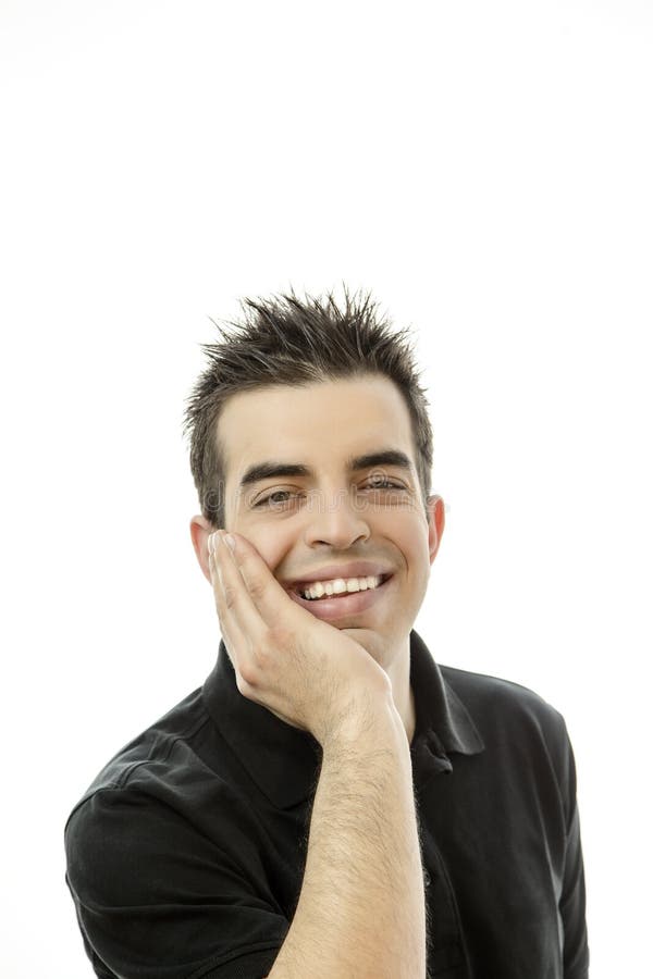 Portrait of a Smiling Happy Young Man Stock Image - Image of brown ...