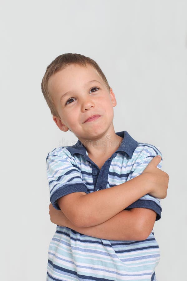 Portrait of a Smiling Little Boy in Studio Stock Image - Image of ...