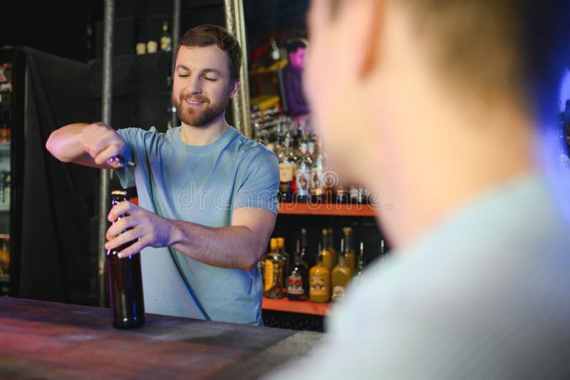 Portrait of Smiling Male Bar Owner Standing Behind Counter Stock Image ... Portrait of Smiling Male Bar Owner Standing Behind Counter Stock Image ...