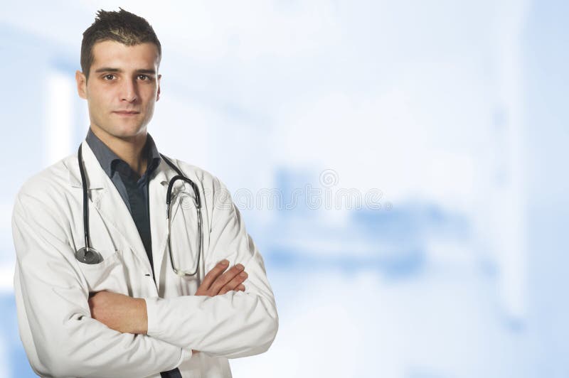 Portrait of Smiling Male Doctor Stock Photo - Image of caucasian, happy ...
