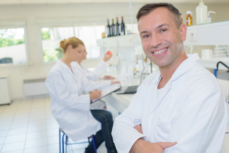 Portrait Smiling Male Lab Technician Stock Photo - Image of smile, test ...