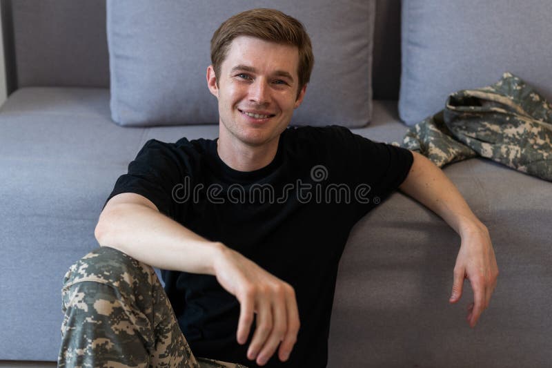 Portrait of a Smiling Male Soldier Stock Image - Image of smile ...