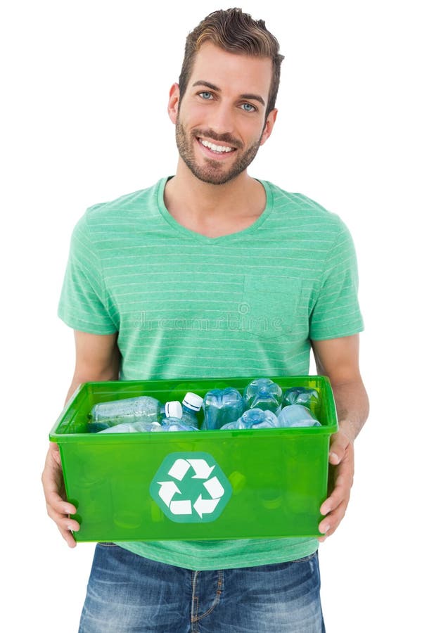 Portrait Smiling Man Carrying Recycle Container Stock Photos - Free ...
