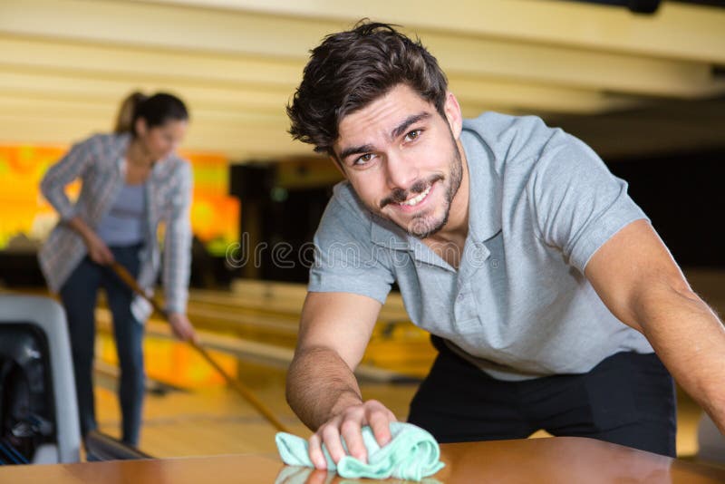 Portrait Smiling Man Cleaning Stock Image - Image of repair, person ...