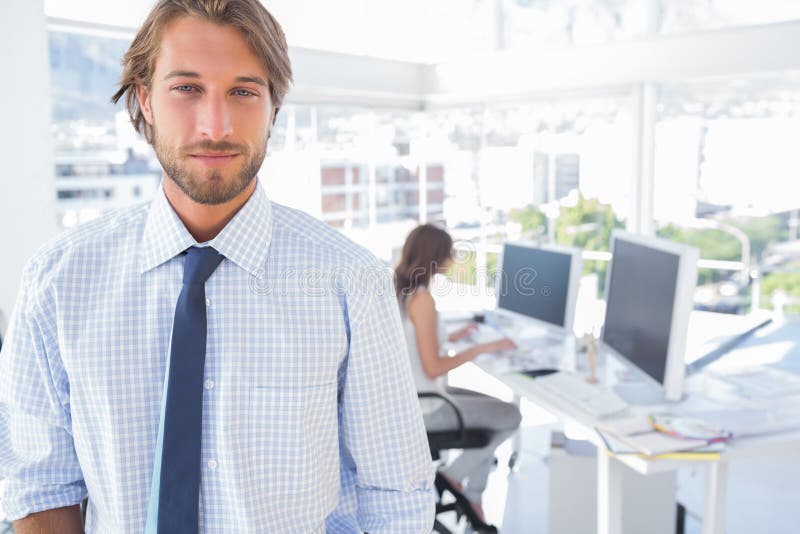 Portrait of Smiling Man in Creative Office Stock Photo - Image of ...