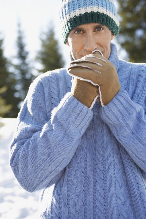 Portrait of Smiling Man in Winter Clothing Stock Photo - Image of cold ...