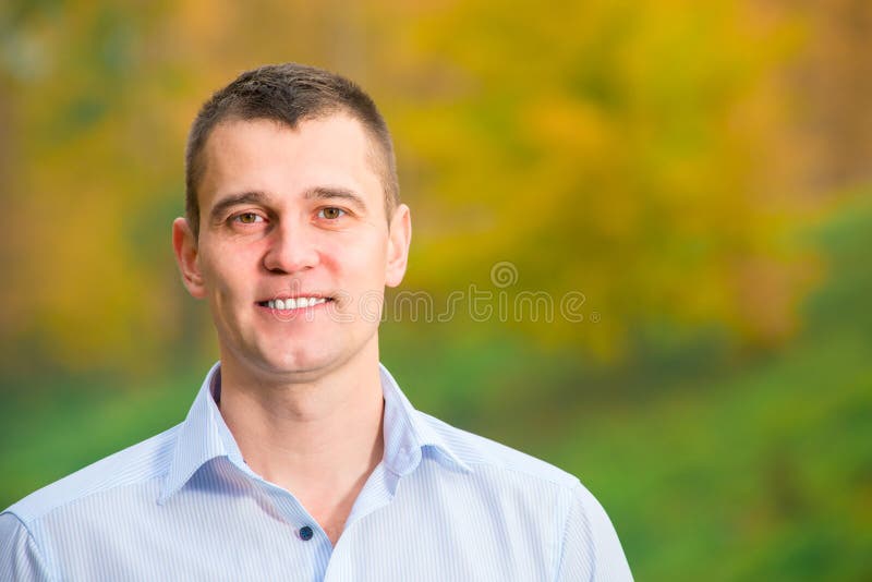 Portrait of a Smiling Man 35 Years Stock Image - Image of person ...