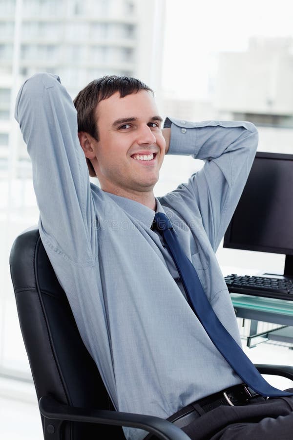 Smiling Manager Checking His Team Work Stock Photo - Image of office ...