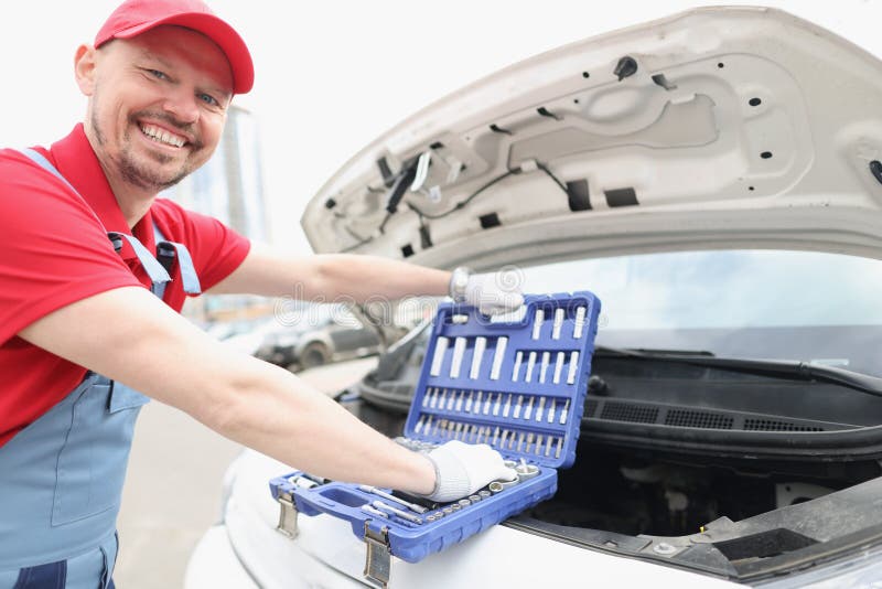 Cheerful Guy Handyman at Work Stock Photo - Image of repair ...
