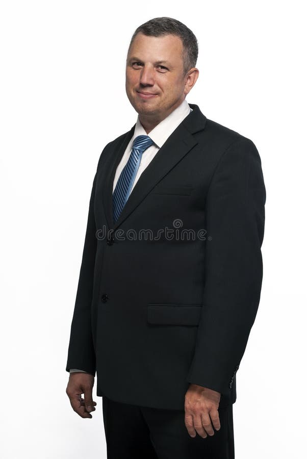 Portrait of a Smiling Middle-aged Man in a Suit. Stock Photo - Image of ...
