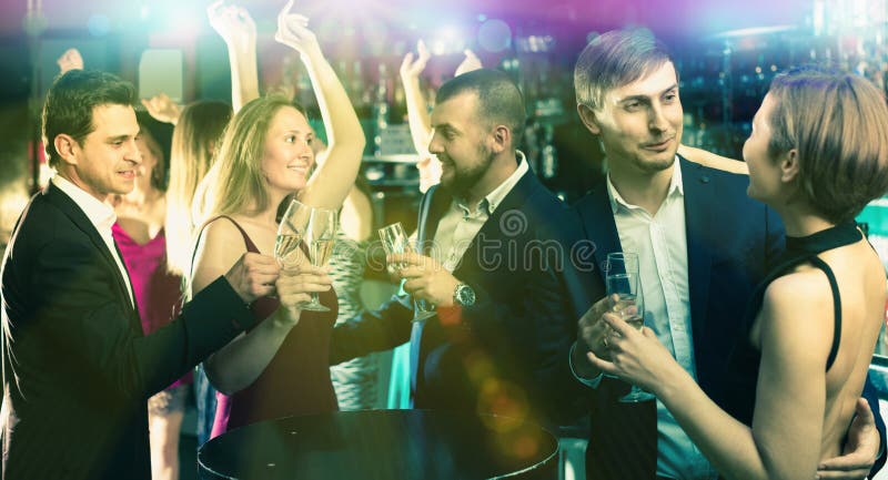 Portrait of Smiling Office Workers with Champagne Stock Image - Image ...