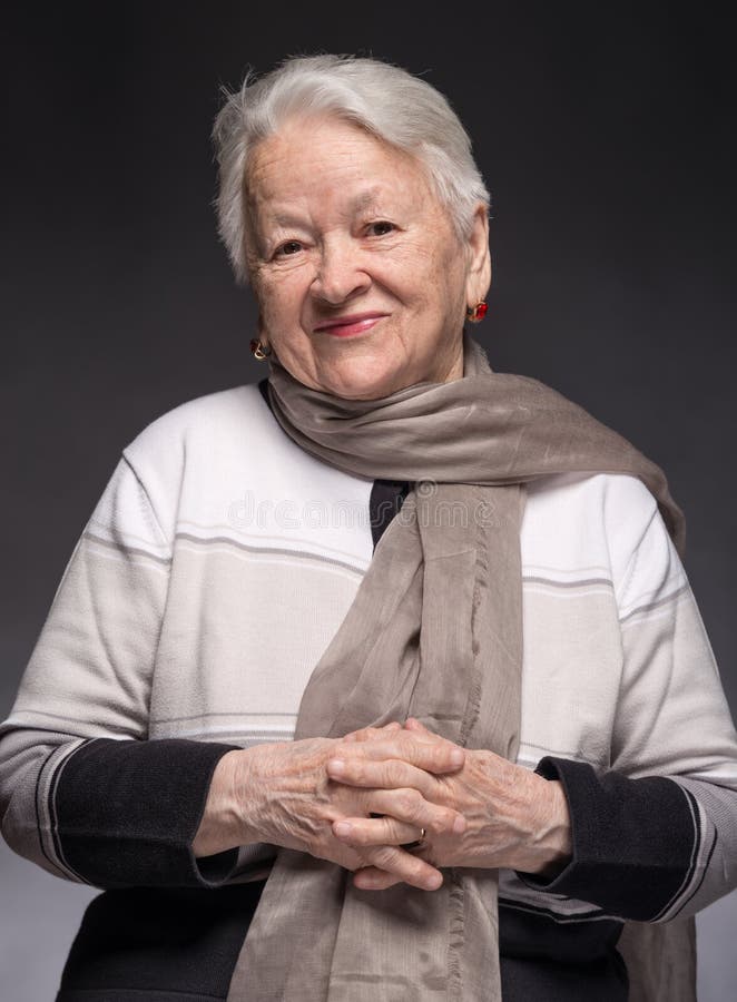 Portrait of Smiling Old Woman Stock Image - Image of person, woman ...