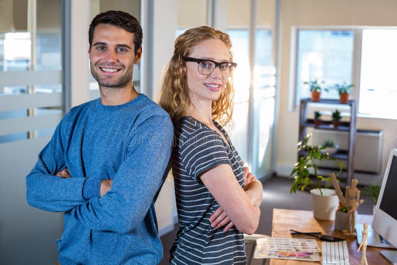 Portrait of Smiling Partners Posing Together Stock Photo - Image of ...