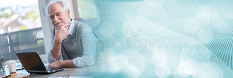 Portrait of Smiling Senior Businessman Panoramic Banner Stock Image ... Portrait of Smiling Senior Businessman Panoramic Banner Stock Image ...