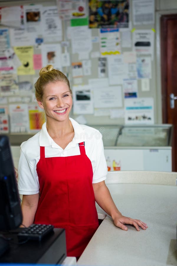 Portrait of Smiling Shop Assistant Stock Photo - Image of smiling ...