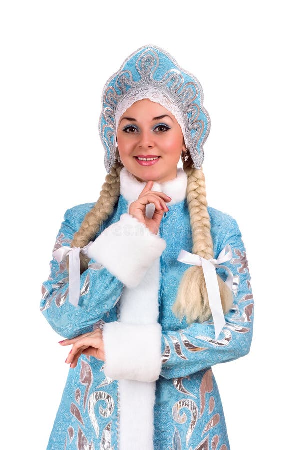 Portrait of a Smiling Snow Maiden Stock Image - Image of kokoshnik ...