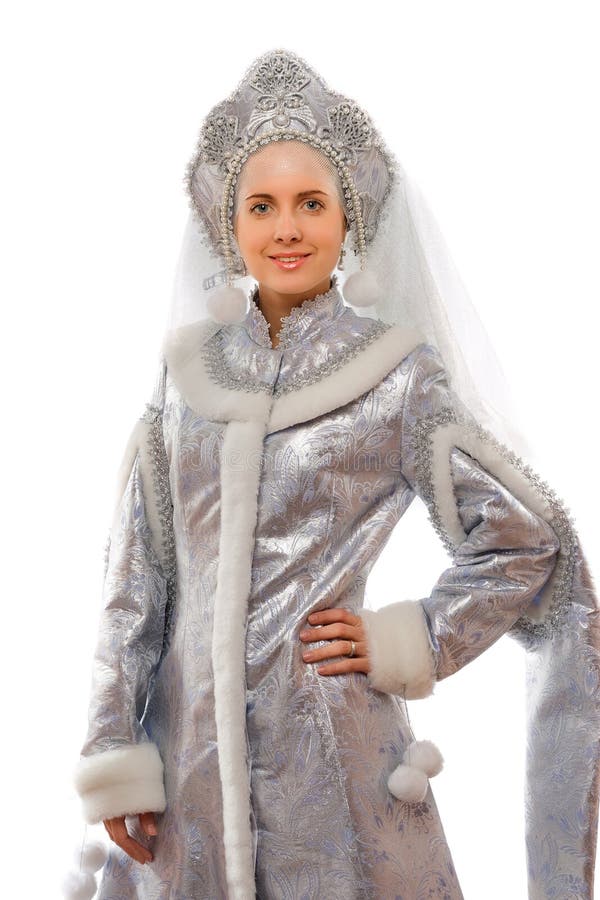 Portrait of a Smiling Snow Maiden Stock Photo - Image of costume ...