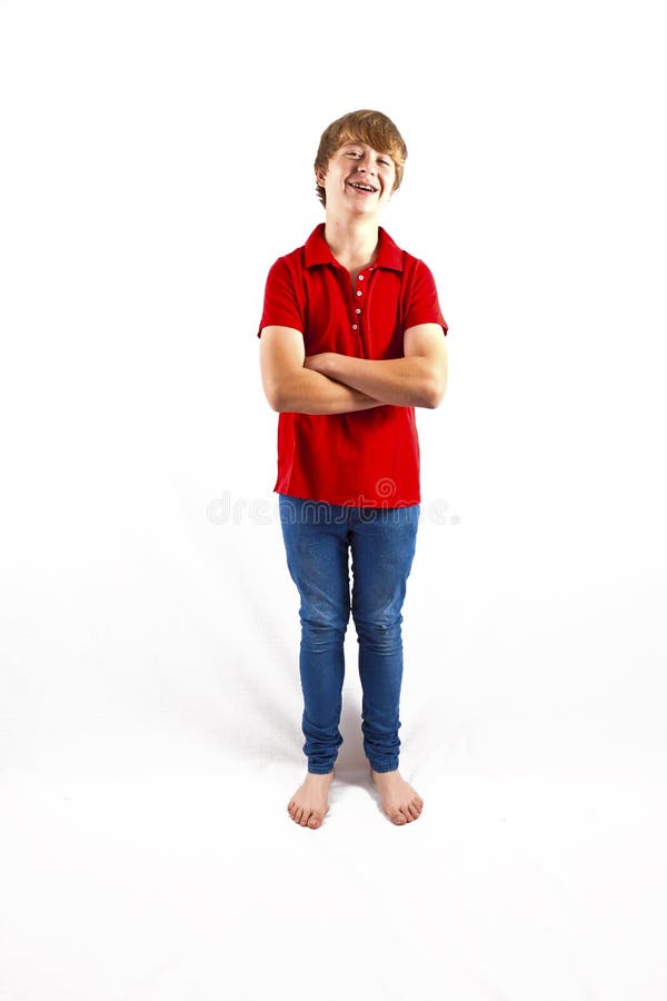 Portrait of Smiling Standing Boy Stock Image - Image of child, model ...