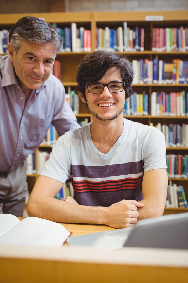 Portrait of Smiling Student with Professor Stock Photo - Image of ...