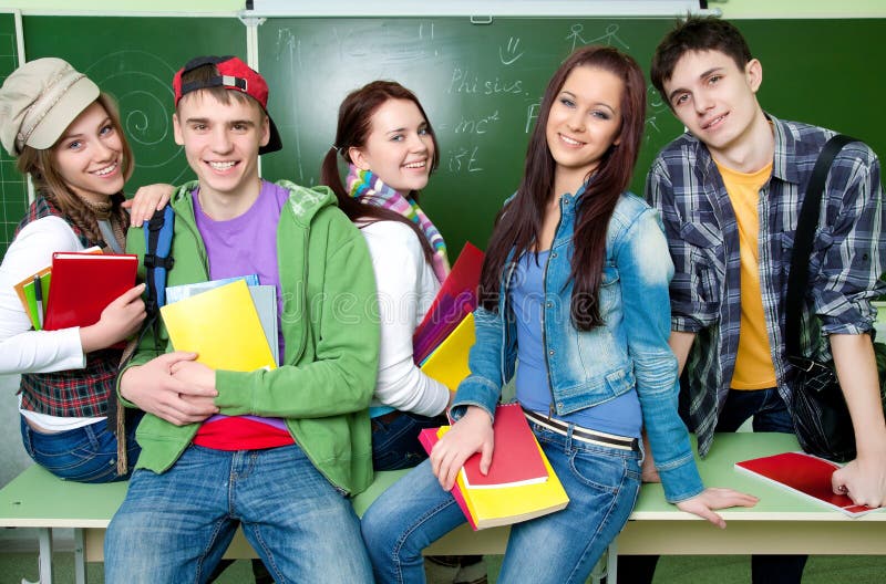 Group of Students Studying with Laptop Stock Image - Image of ...