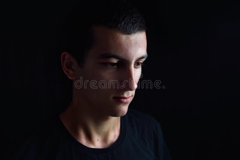 Portrait of Smiling and Thinking Teenager Looking To the Side in Stock ...