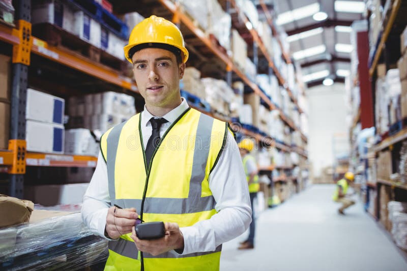 Portrait of Smiling Warehouse Manager Stock Image - Image of male ...
