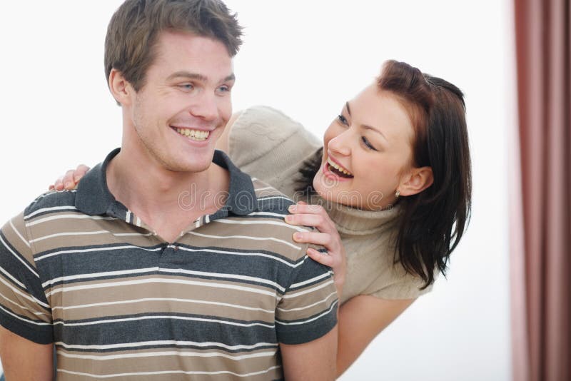 Portrait of Smiling Young Couple Having Fun Stock Photo - Image of ...