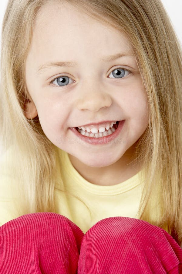 Portrait of Smiling Young Girl Stock Photo - Image of studio, caucasian ...
