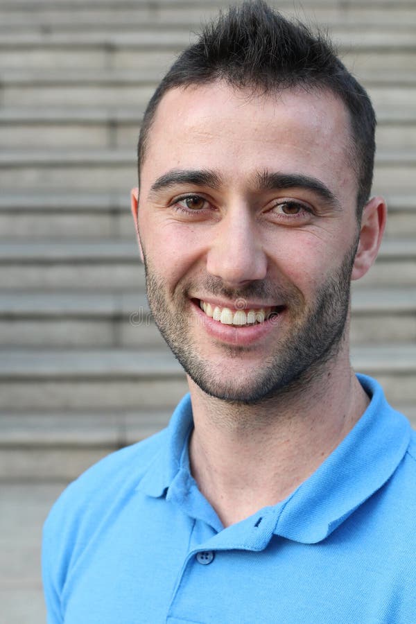 Portrait Smiling Young Man Facial Hair Wearing Blue Polo Shirt Stock ... Portrait Smiling Young Man Facial Hair Wearing Blue Polo Shirt Stock ...