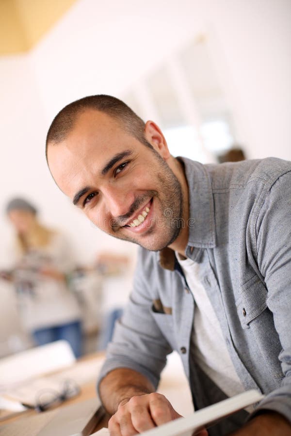 Portrait of Smiling Young Students Stock Photo - Image of trendy, book ...