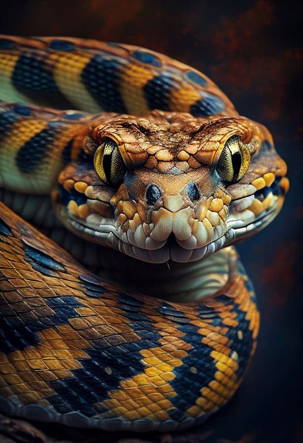 Portrait of a Snake on a Dark Background. AI Generated Stock ...