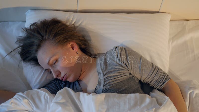 The Portrait of the Snoring Woman. Close-up. 4K. Stock Footage - Video ...