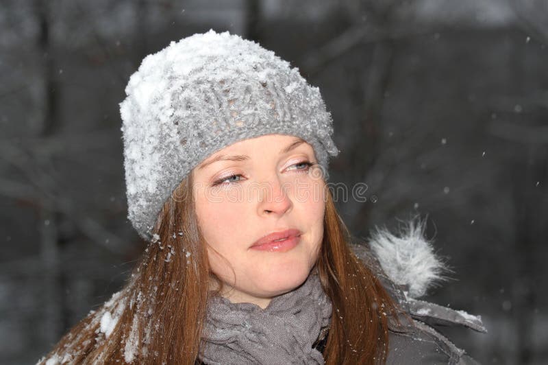 Portrait during snow day stock image. Image of beauty - 28331311