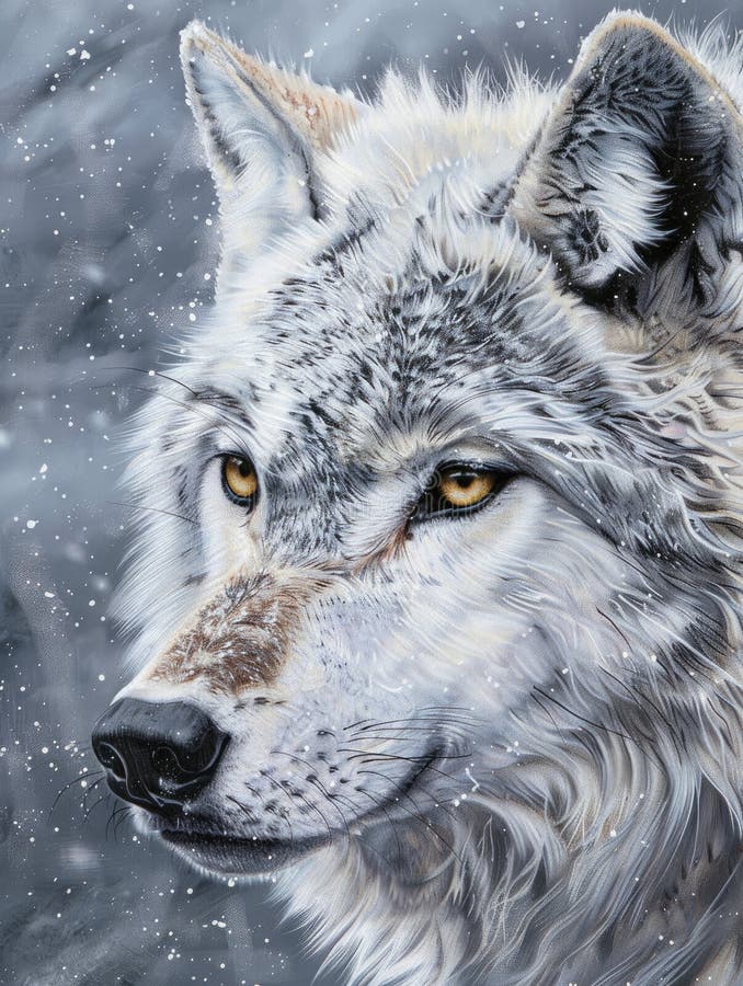 Portrait of a Snow Mountain Wolf Stock Illustration - Illustration of ...