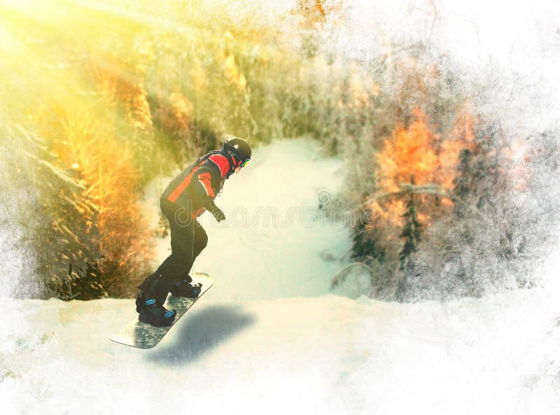 Portrait of Snowboarder Doing Extreme Trick Stock Image - Image of ...