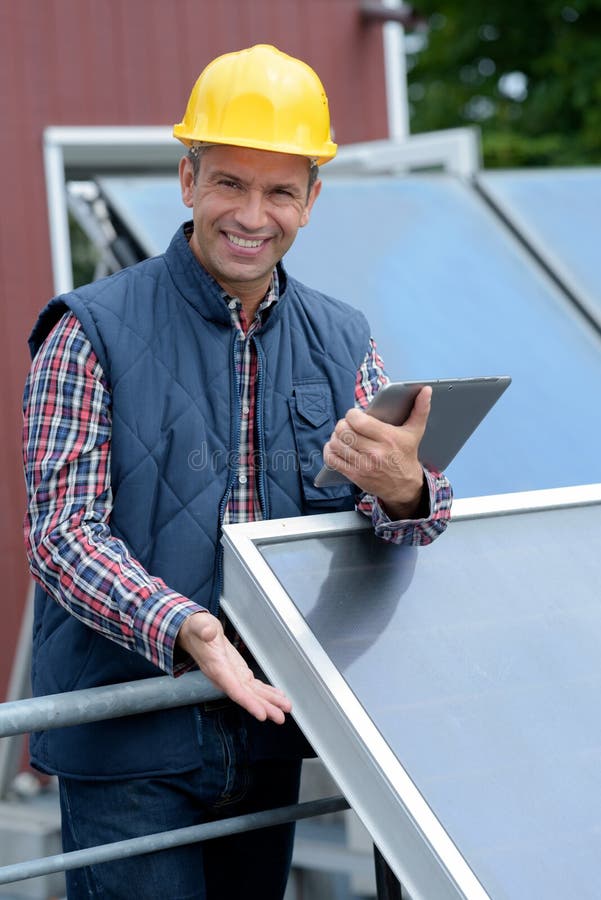 Portrait Solar Engineer in Solar Power Plant Stock Image - Image of ...