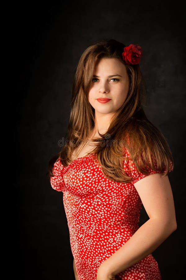 Portrait of a Spanish Dancer in a Red Dress Stock Image - Image of ...