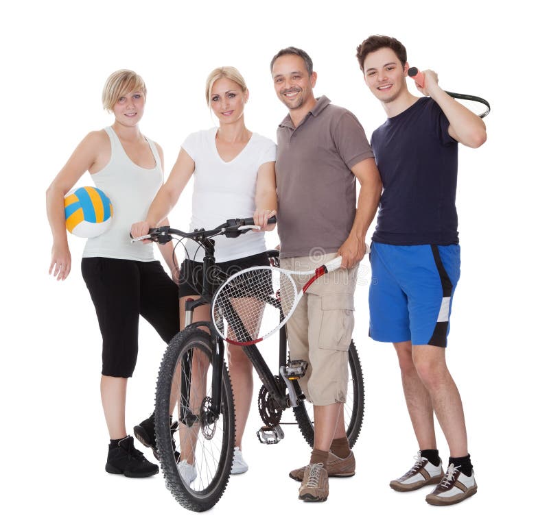 Portrait of a Sporting Family Stock Image - Image of bond, background ...