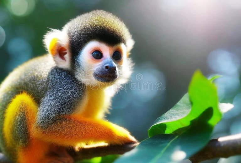 Portrait of Squirrel Monkey Ia Generated, Stock Illustration ...