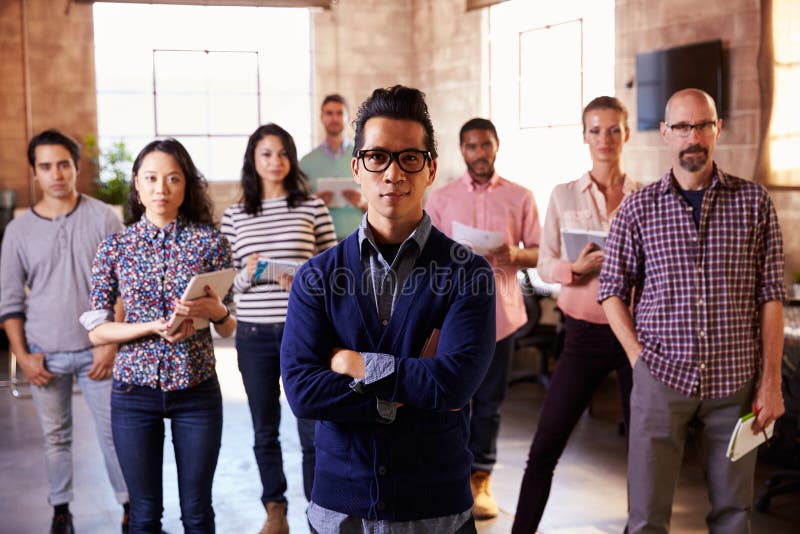 Portrait of Staff Standing in Modern Design Office Stock Image - Image ...