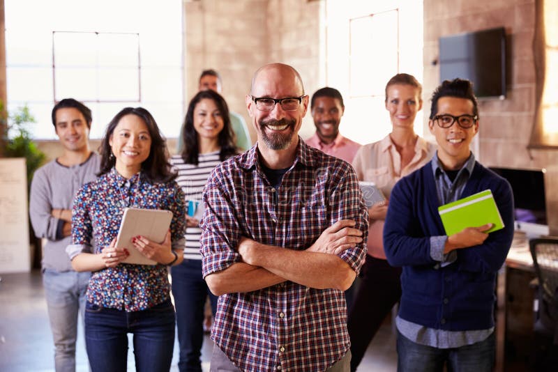 Portrait of Staff Standing in Modern Design Office Stock Image - Image ...
