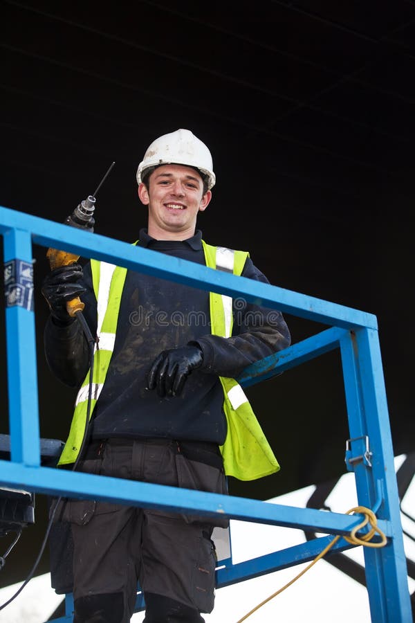 Portrait of Standing Construction Worker Stock Image - Image of crane ...