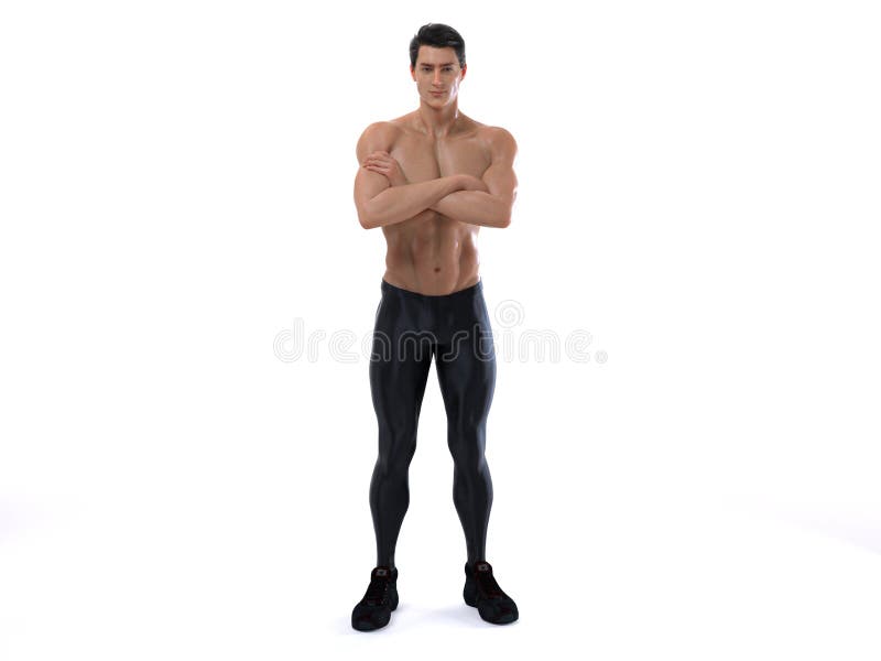 3D Rendering : Portrait of Standing Male Mesomorph Muscular Body Type ...